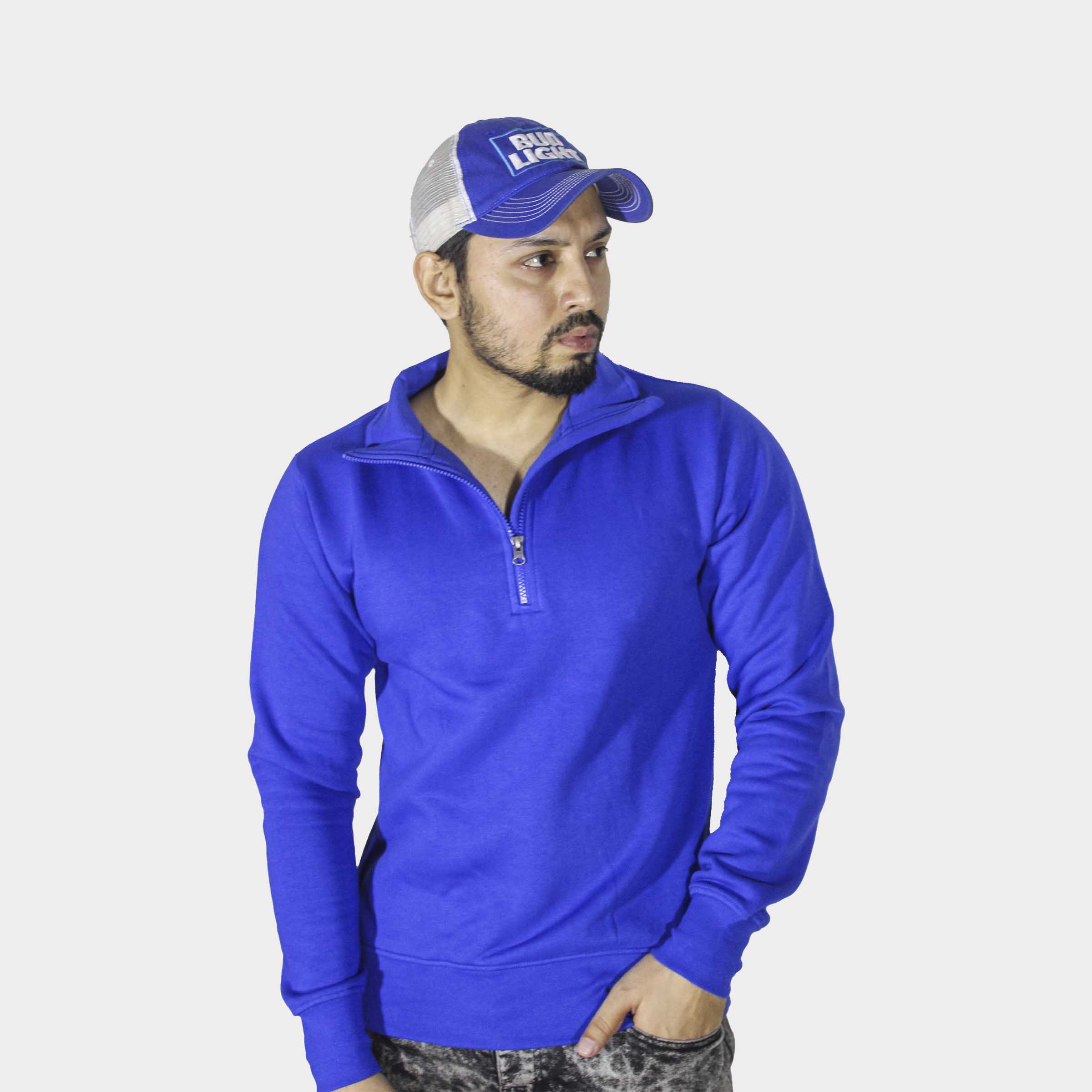 Unisex Royal Blue Quarter Zipper – Wear To Fit